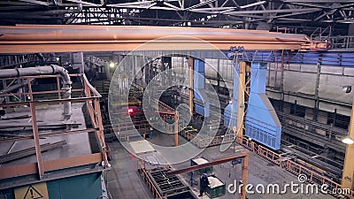 Huge Industrial Factory Inside. Robotic Machines Works. Stock Footage ...