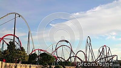 Huge Roller Coasters at an Amusement Park Stock Video - Video of huge ...