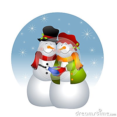 Hugging Snowman Couple Stock Images - Image: 6776144