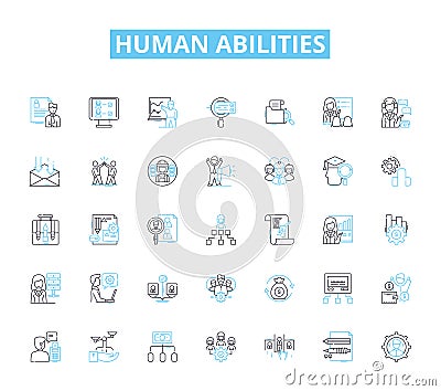 Human Abilities Linear Icons Set. Resilience, Creativity, Intelligence ...