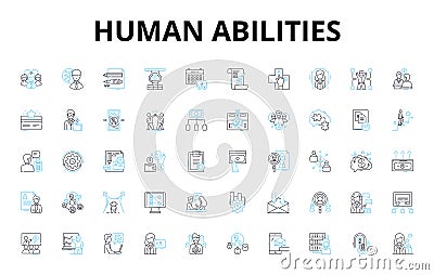 Human Abilities Linear Icons Set. Resilience, Creativity, Intelligence ...