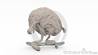 Human Brain with Arms and Legs on Skateboard Stock Footage - Video of ...