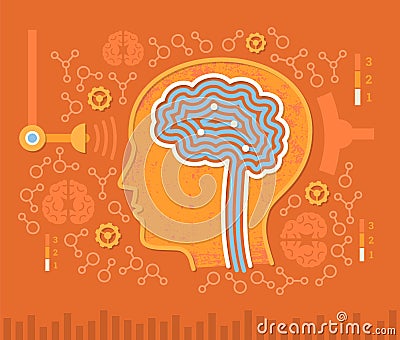 Human Brain Circuits Cartoon Vector | CartoonDealer.com #57172311