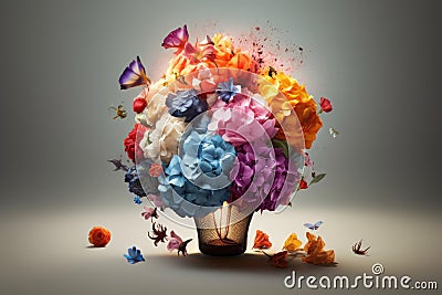 Human Brain Explodes With Ideas Concept Think Differently Creative ...