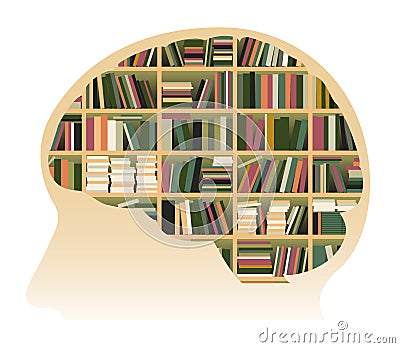 Human Brain Filled With Books Stock Vector - Image: 86561294