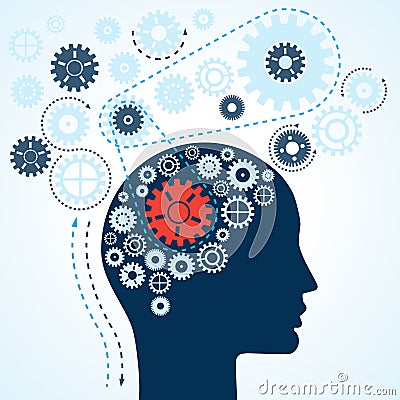 Human Brain Functioning Concept. Human Head With Gears. The Uniqueness ...