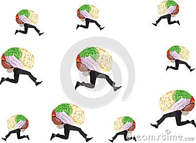 Human Brain With Legs Runs In All Directions- Vector Illustration ...