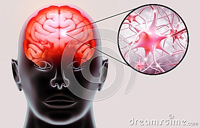 Human Brain Stimulation Or Activity With Neuron Royalty-Free Cartoon ...