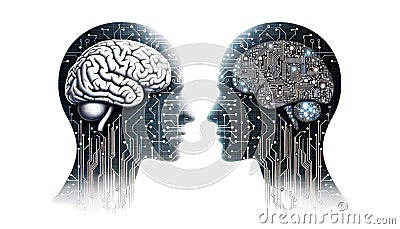 Human Brain Vs. Artificial Intelligence Concept With Circuit Board ...