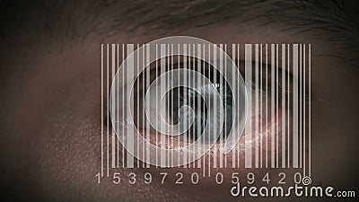 Human Eye with Integrated Barcode in it. Cyborg Stock Video - Video of ...