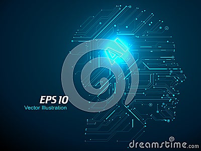 A Human Face Made Of Electronic Circuits, Symbolizing AI. Royalty-Free ...