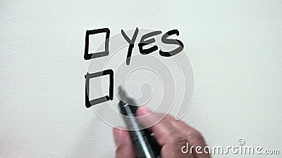 Human Hand Drawing YES-NO Check Boxes with Black Ink Stock Video ...