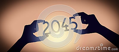 2045 - Human Hands Holding Black Silhouette Year Number Royalty-Free ...