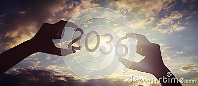 2036 - Human Hands Holding Black Silhouette Year Number Royalty-Free ...