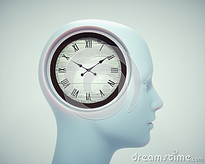 Human Head With Clock. Concept Of Circadian Rhythm Or Time Management ...