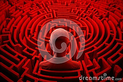Human Head In Labyrinth, Symbolizing Doubts, Psychology, Psychotherapy ...