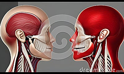 Human Head Slice Profile Side View Deep Facial Formations. The ...