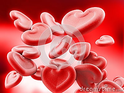 Human Heart Shaped Blood Cells Background. 3D Illustration ...