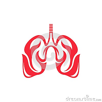 Human Lungs Fire Flame Creative Logo Vector Illustration ...