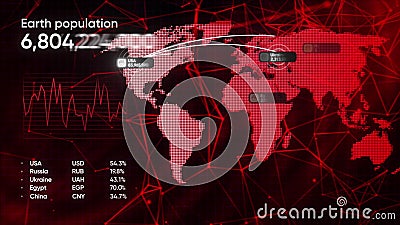 Human Overpopulation Growth and Spread Over the World Map. Motion ...