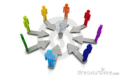 Human Teamwork Direction Concept Light Bulb Link Colorful Royalty Free ...
