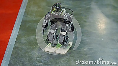 Humanoid robot dance. stock footage. Video of exhibition - 145279494