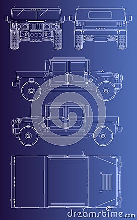 Hummer Wehicle Isolated Outline Cartoon Vector | CartoonDealer.com ...
