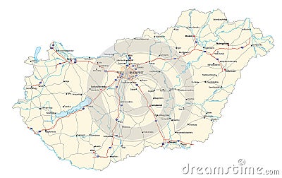 Hungary Road Map Stock Illustration - Image: 71281494