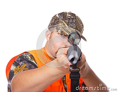 Hunter Pointing The Gun Towards The Camera Stock Photography - Image ...