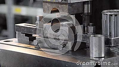 Hydraulic Press Close-up. the Process of the Machine in an Industrial ...