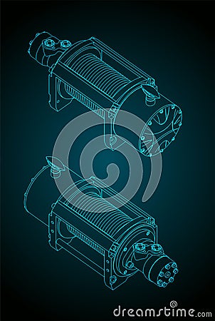 Hydraulic Winch Isometric Drawings Vector Illustration | CartoonDealer ...