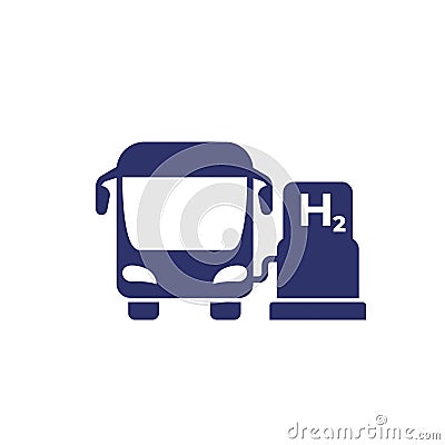 Hydrogen Bus At H2 Fuel Station Icon Cartoon Vector | CartoonDealer.com ...