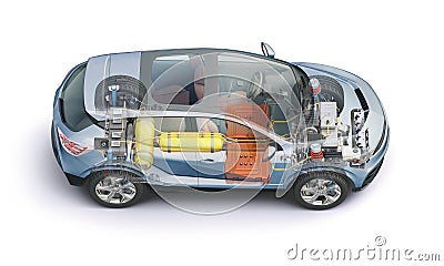 Hydrogen Car Technical Cutaway 3D Rendering Stock Photography ...