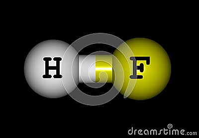 Hydrogen Fluoride Molecular Structure On Black Background Stock ...