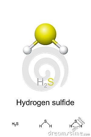 Hydrogen Sulfide, H2S, Ball-and-stick Model, Molecular And Chemical ...