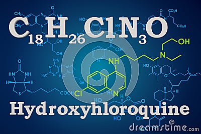 Hydroxychloroquine. Chemical Formula Of HCQ, Molecular Structure. 3D ...