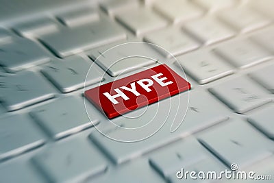HYPE Red Button On Computer Keyboard. Blurred In Motion Background ...