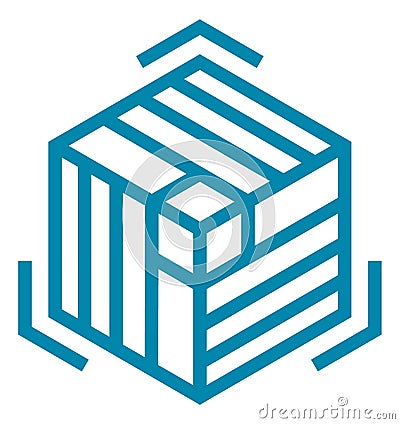 Hyper Cube Logo. Abstract Linear Tesseract Icon Vector Illustration ...