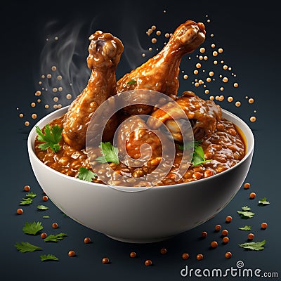Hyper Realistic Chicken Legs Enchilada On Black Background Royalty-Free ...