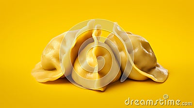 Hyper Realistic Dumplings On Yellow Background: A Visual Feast Stock ...