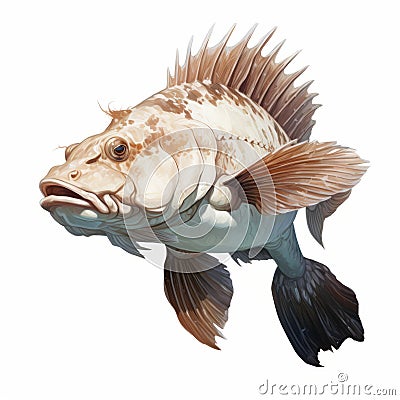 Hyperrealistic Illustration Of White And Brown Monkfish | CartoonDealer ...