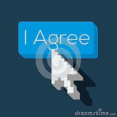 I Agree Button With Arrow Shaped Cursor Stock Illustration - Image ...