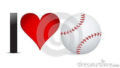 I Love Baseball, Heart With Baseball Ball Inside Royalty Free Stock ...