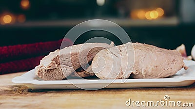 I Put the Plate of Boiled Duck Meat on the Table, Candle Effect Stock ...