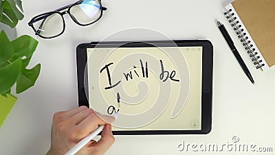 Write Note on Tablet Screen. Electronic Pencil for Widget Notes. Modern ...