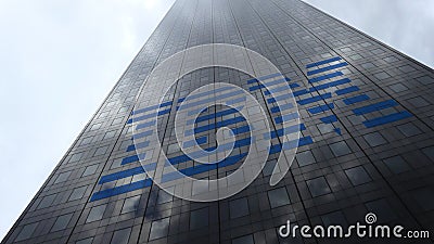 IBM Logo on a Skyscraper Facade Reflecting Clouds, Time Lapse ...