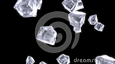 Ice cubes falling on black stock footage. Video of abstract - 107578634