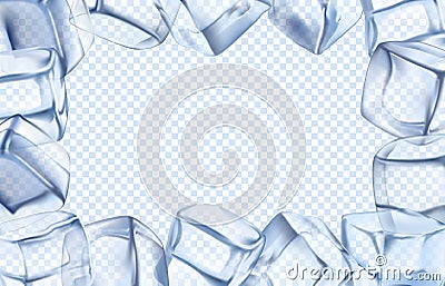 Ice Cubes Frame. Chill Border, Icy Cold Cube And Iced Rectangular Frame ...