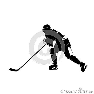 Ice Hockey Player Skating, Side View, Isolated Vector Silhouette ...