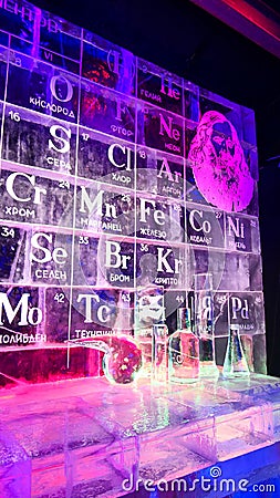 Ice Made Periodic Table Of Elements Illuminated With Different Colours ...